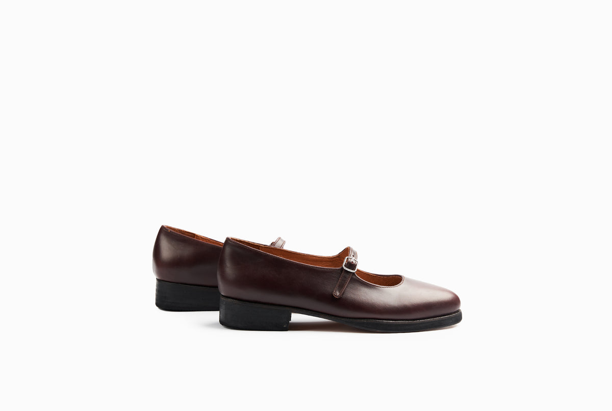 Women's Mary Jane Flats in Oxblood Burgundy - Marquina Shoemaker