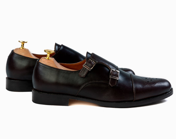 Men's Grand Double Monkstraps in Black Noir - Marquina Shoemaker